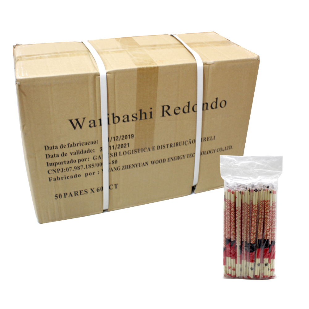 Caixa de Hashi de Bambu Waribashi Redondo - 3000 Pares - Hachi8
