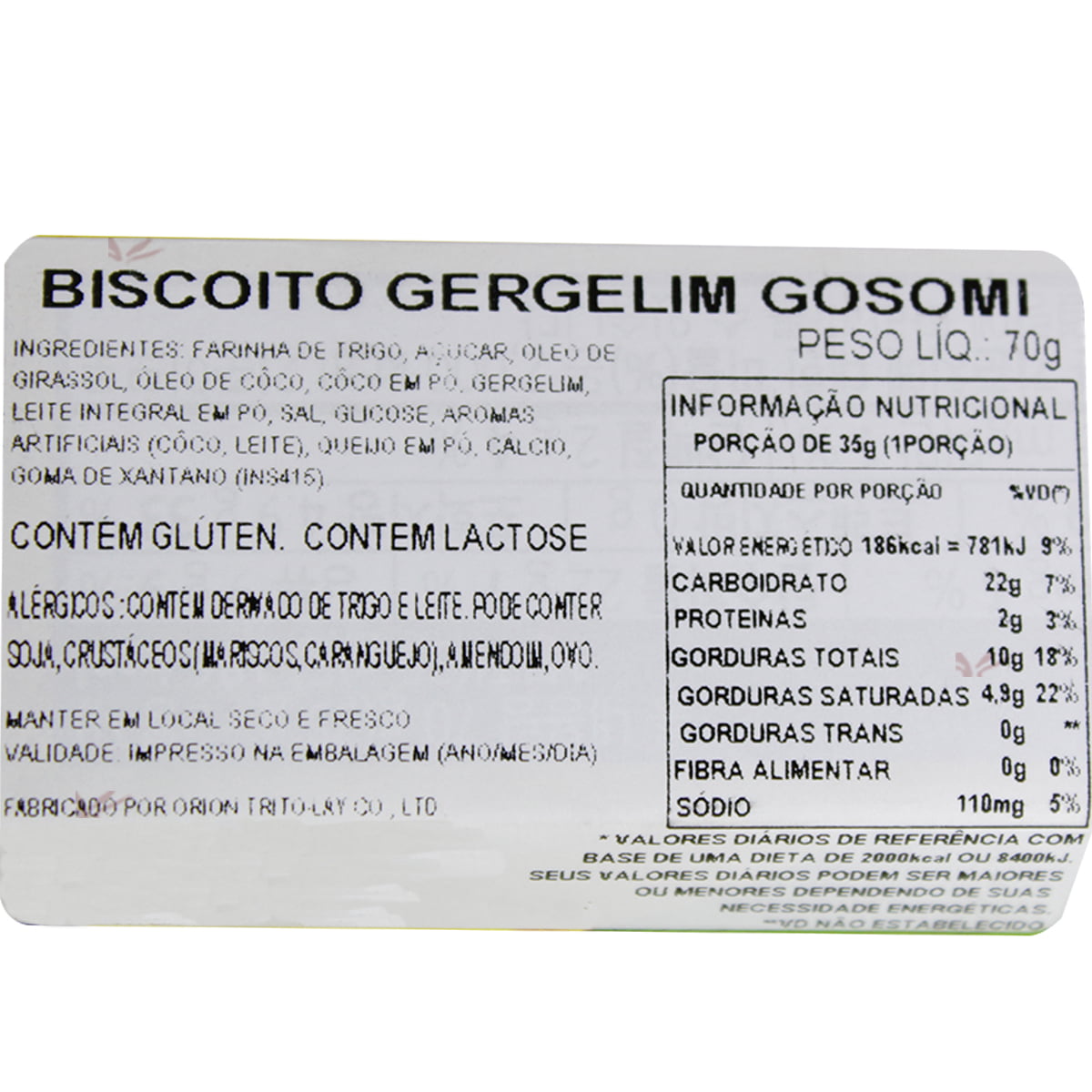 Biscoito Coreano de Gergelim Gosomi Orion - 70 gramas - Hachi8