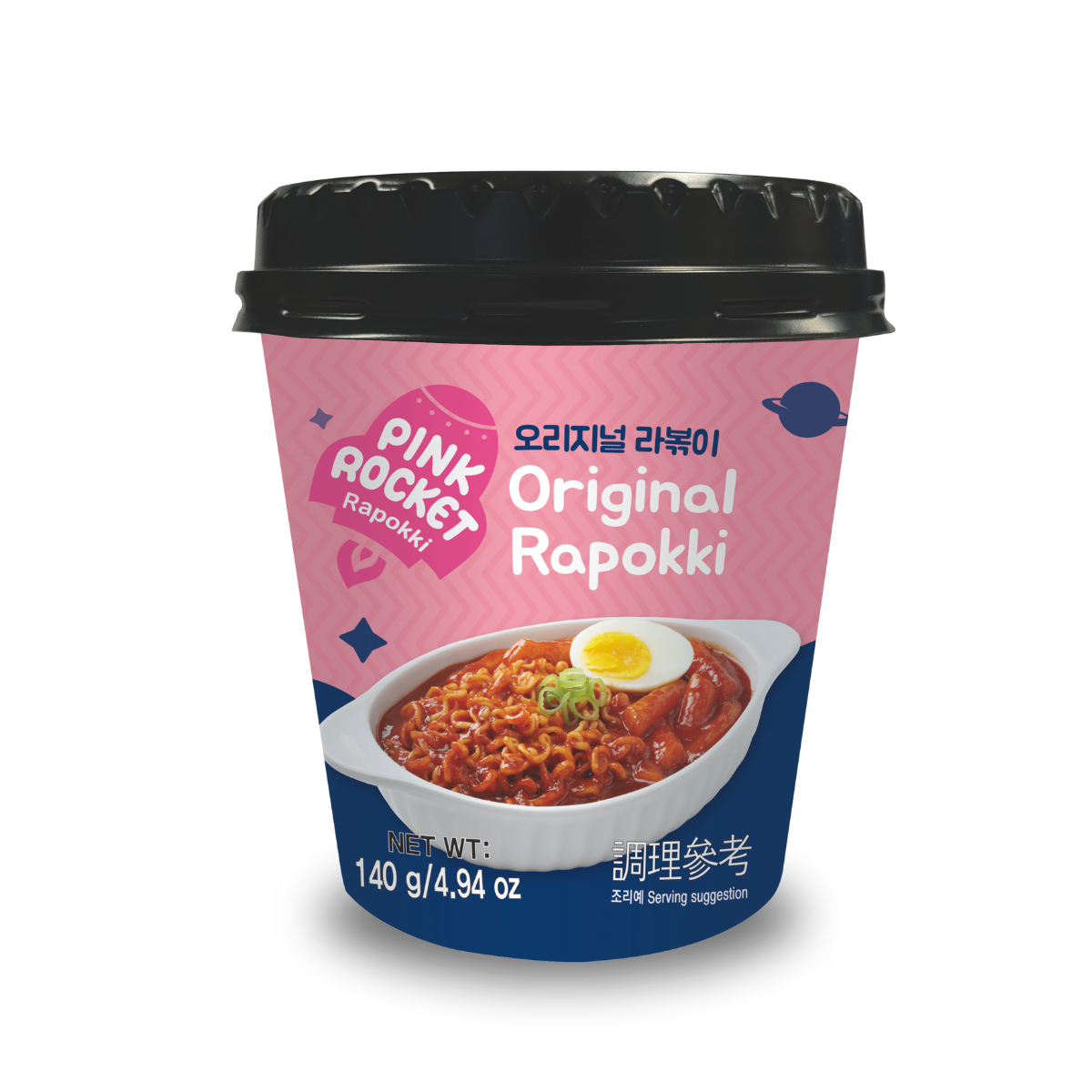 Caixa de Rapokki Ramen com Topokki Sabor Original Pink Rocket 140 ...