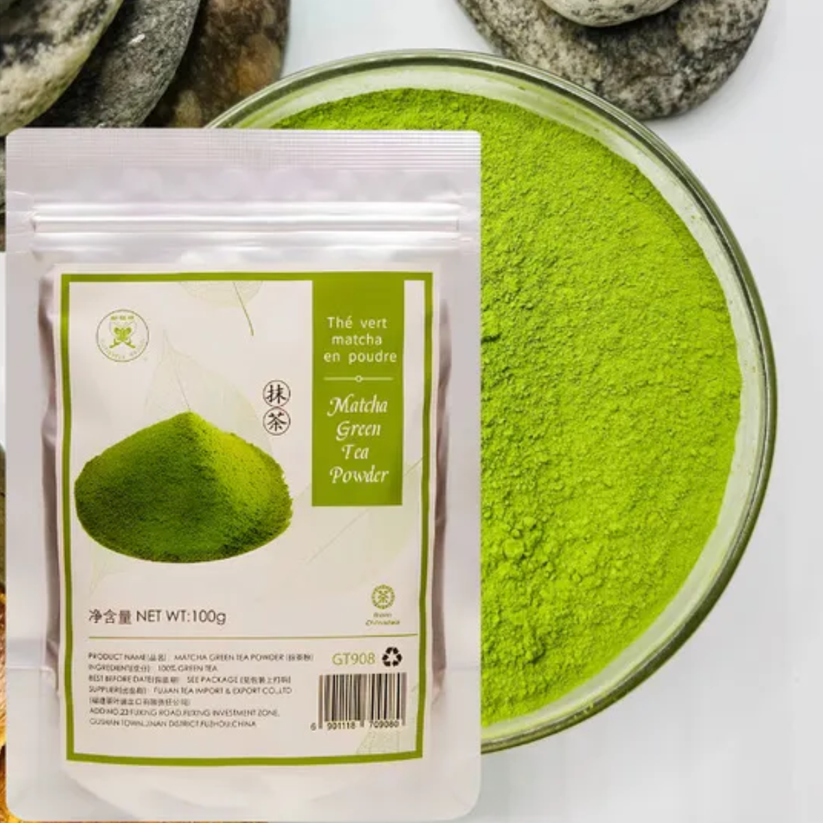 Chá Verde em Pó Fujian GT908 - 100 gramas - Hachi8