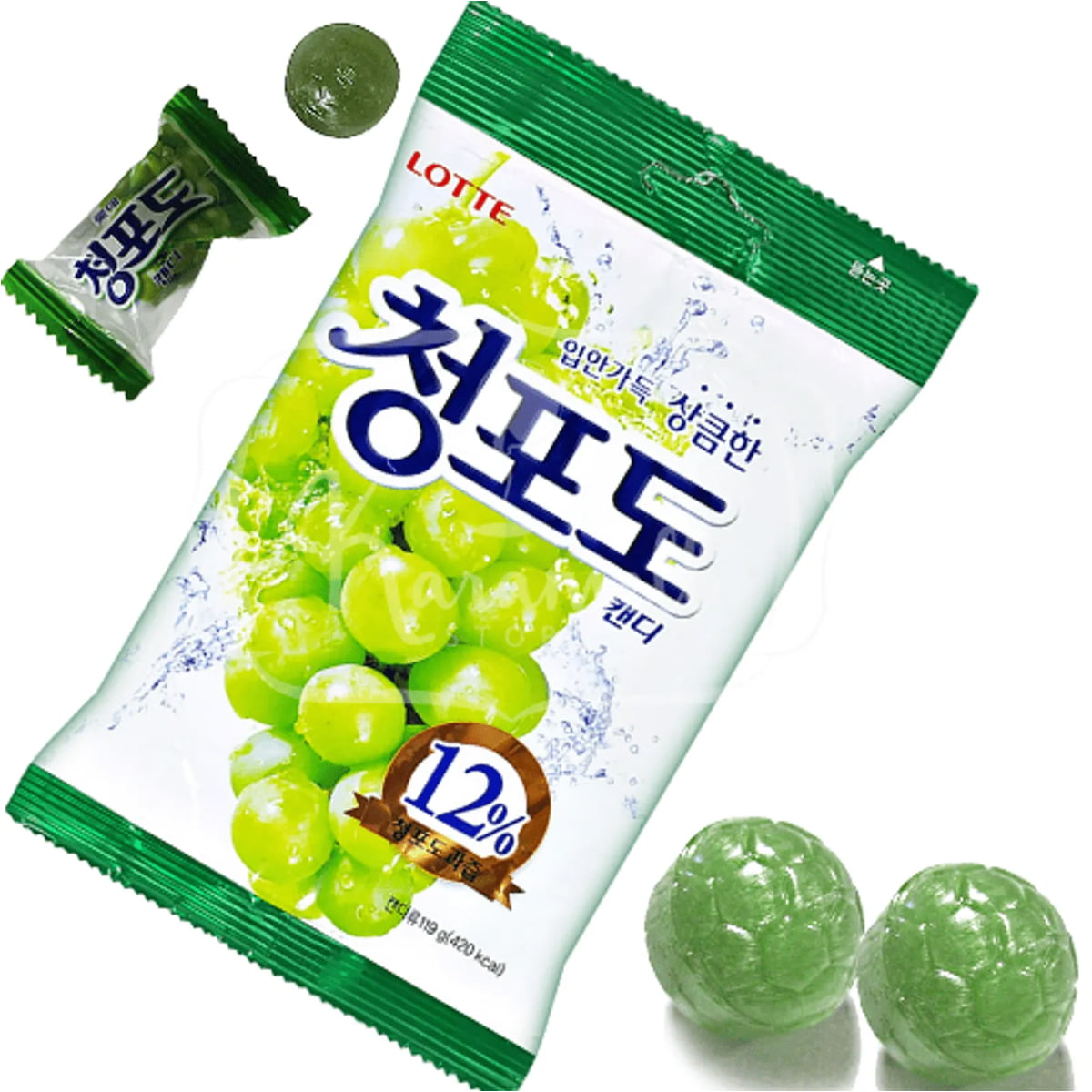Bala Coreana Sabor Uva Verde Lotte - 153 gramas - Hachi8