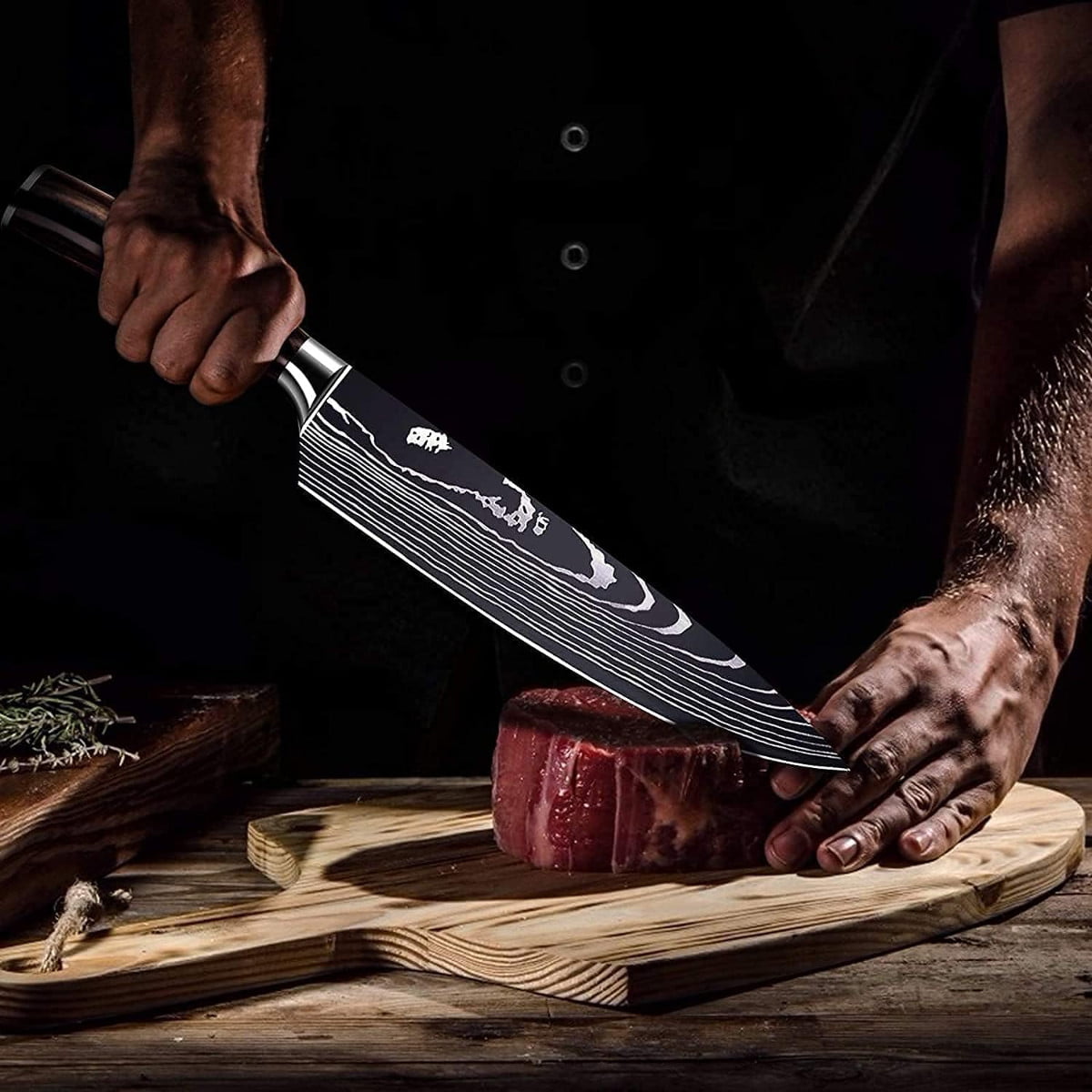Faca do Chef Profissional Ergonômica Aço Inoxidável com Alto Teor de ... Faca do Chef Profissional Ergonômica Aço Inoxidável com Alto Teor de ...